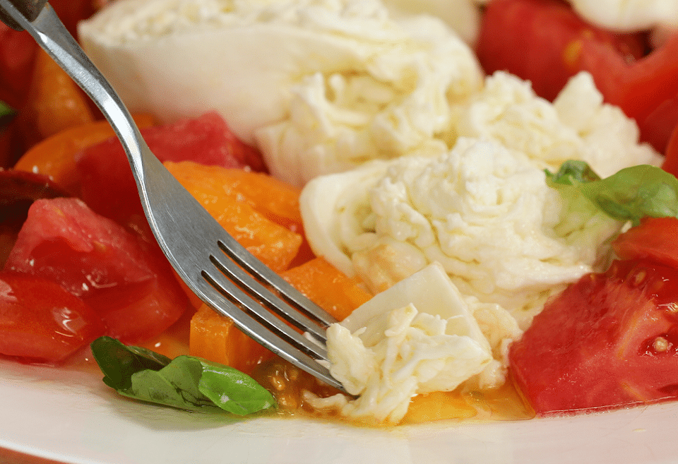 Homemade Burrata with Heirloom Tomatoes | Caputo Brothers Creamery